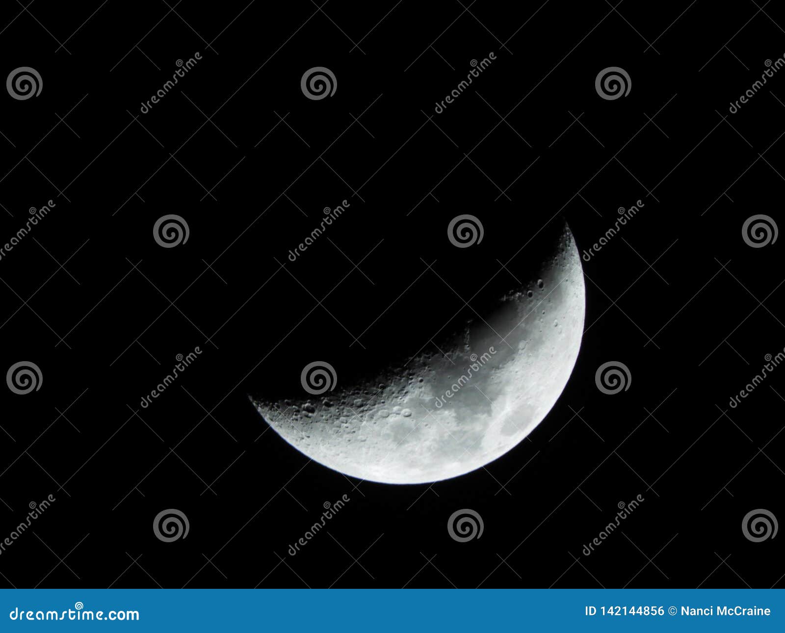 Waxing Crescent Moon Phase in Early Spring Stock Photo - Image of right ...