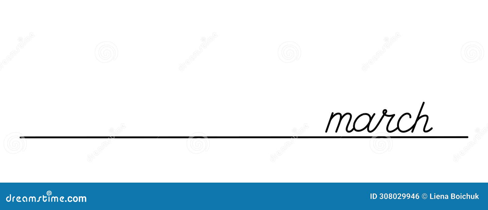 March Word Continuous Line Drawing, Black Line Vector Illustration ...