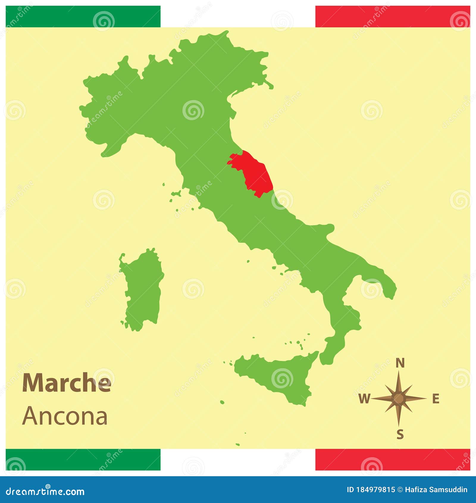 Marche on Italy Map. Vector Illustration Decorative Design Stock ...