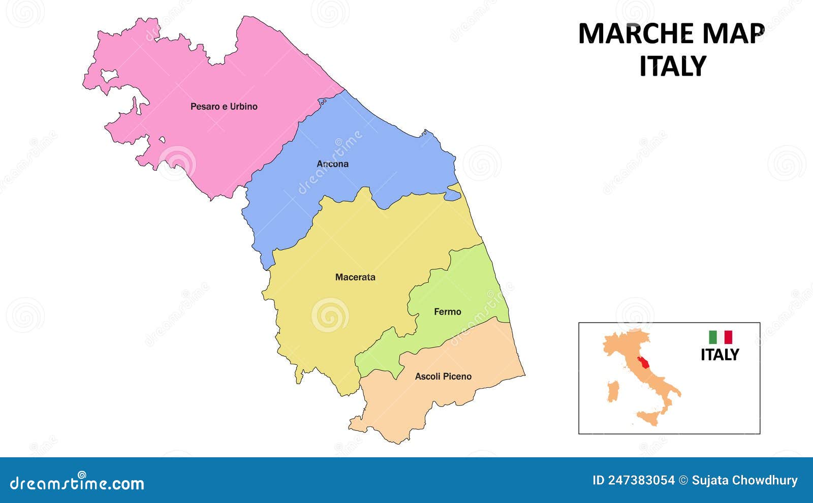 Marche Map. District Map of Marche in District Map of Marche in Color ...