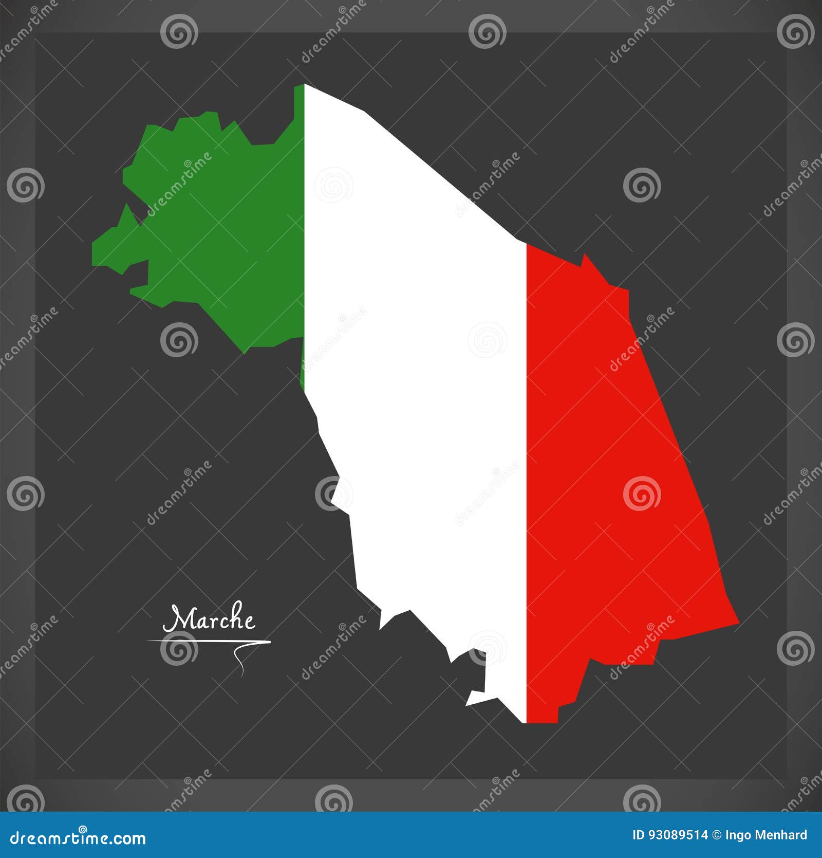 Marche Map with Italian National Flag Illustration Stock Vector ...