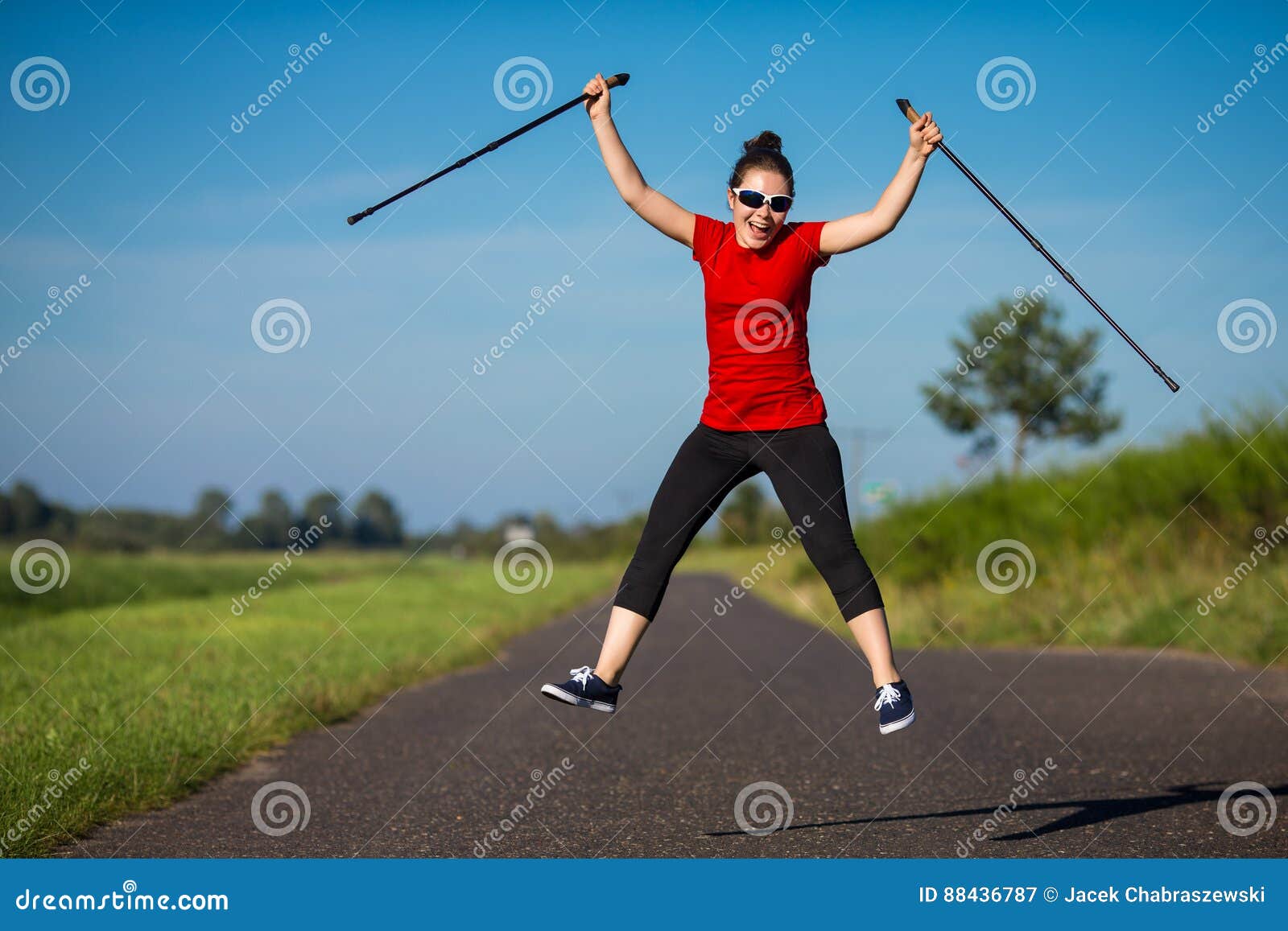 Marcheur nordique image stock. Image du sports, ciel - 88436787