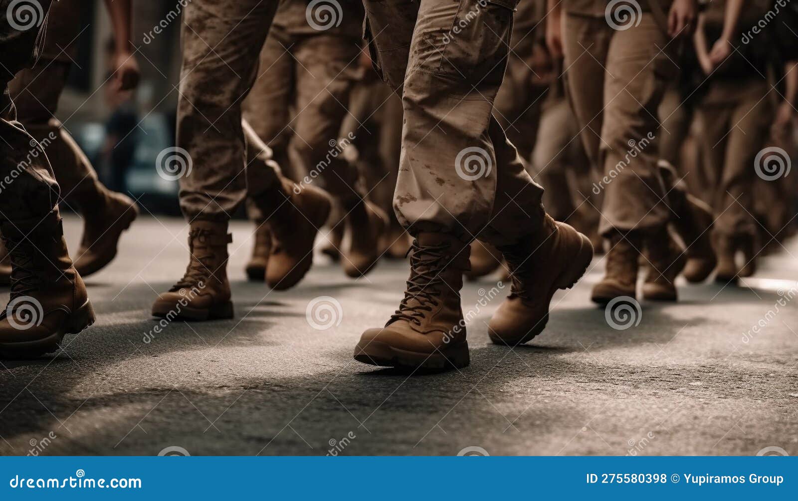 Marching Army of Men in Uniform and Boots Generated by AI Stock ...