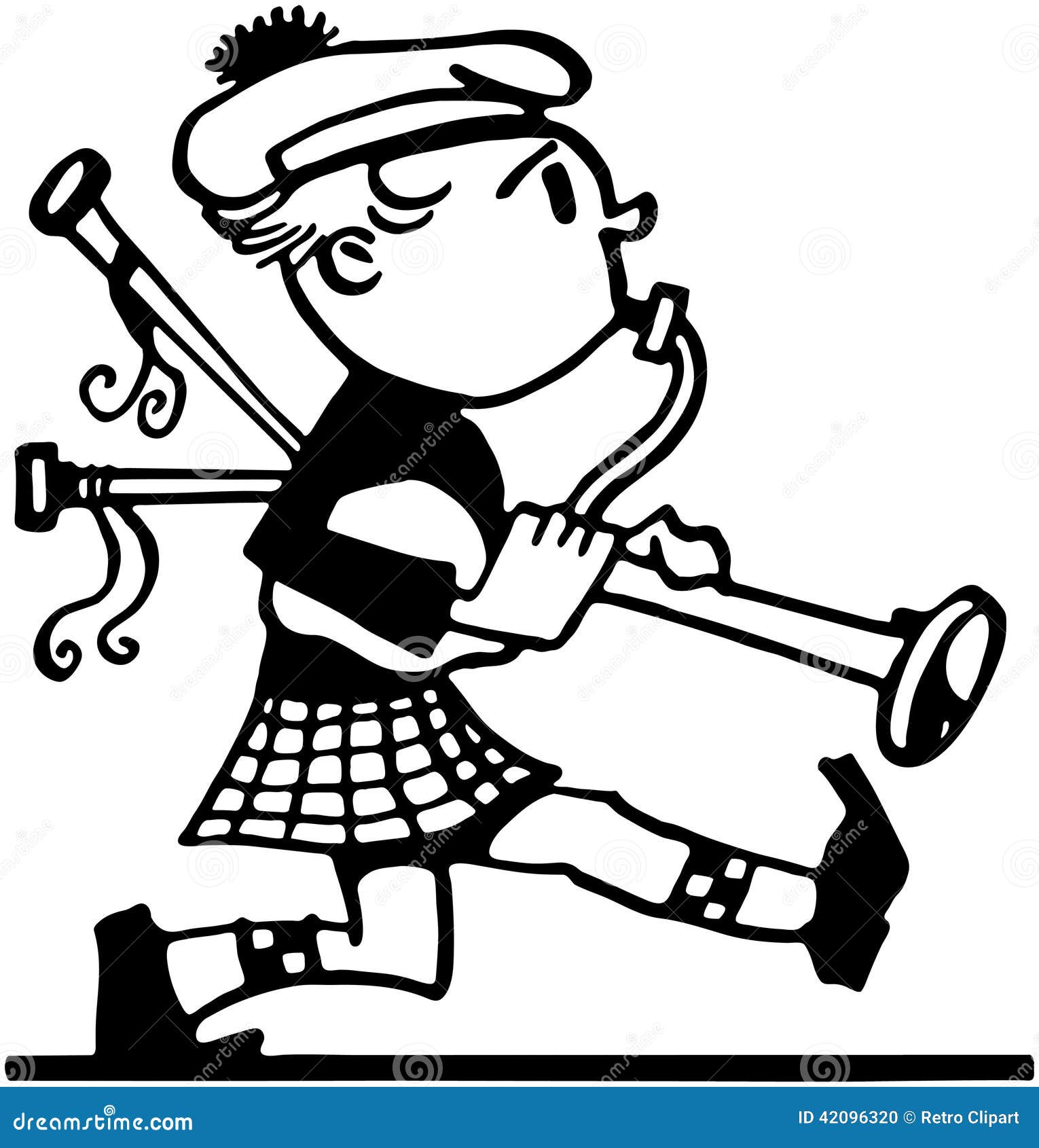 Marching Bagpiper stock vector. Illustration of funny - 42096320