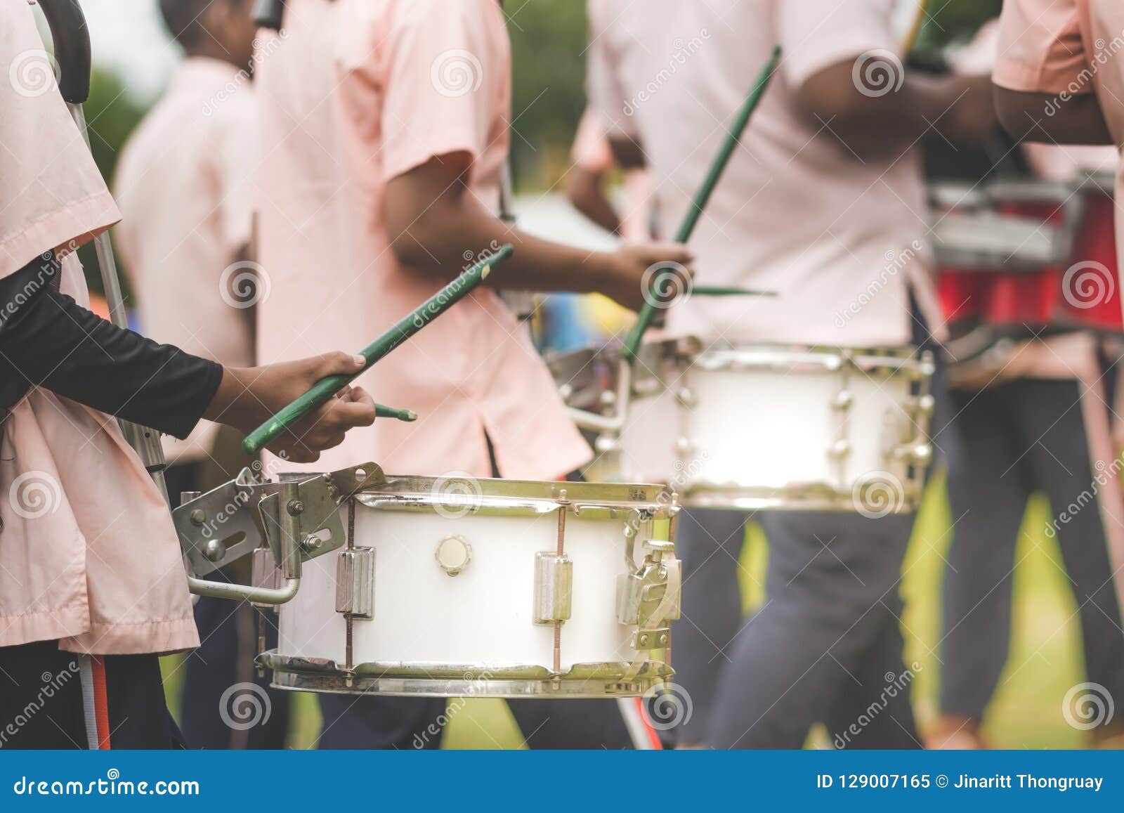 Marching Band Drummers Perform in School Parade Stock Image - Image of ...