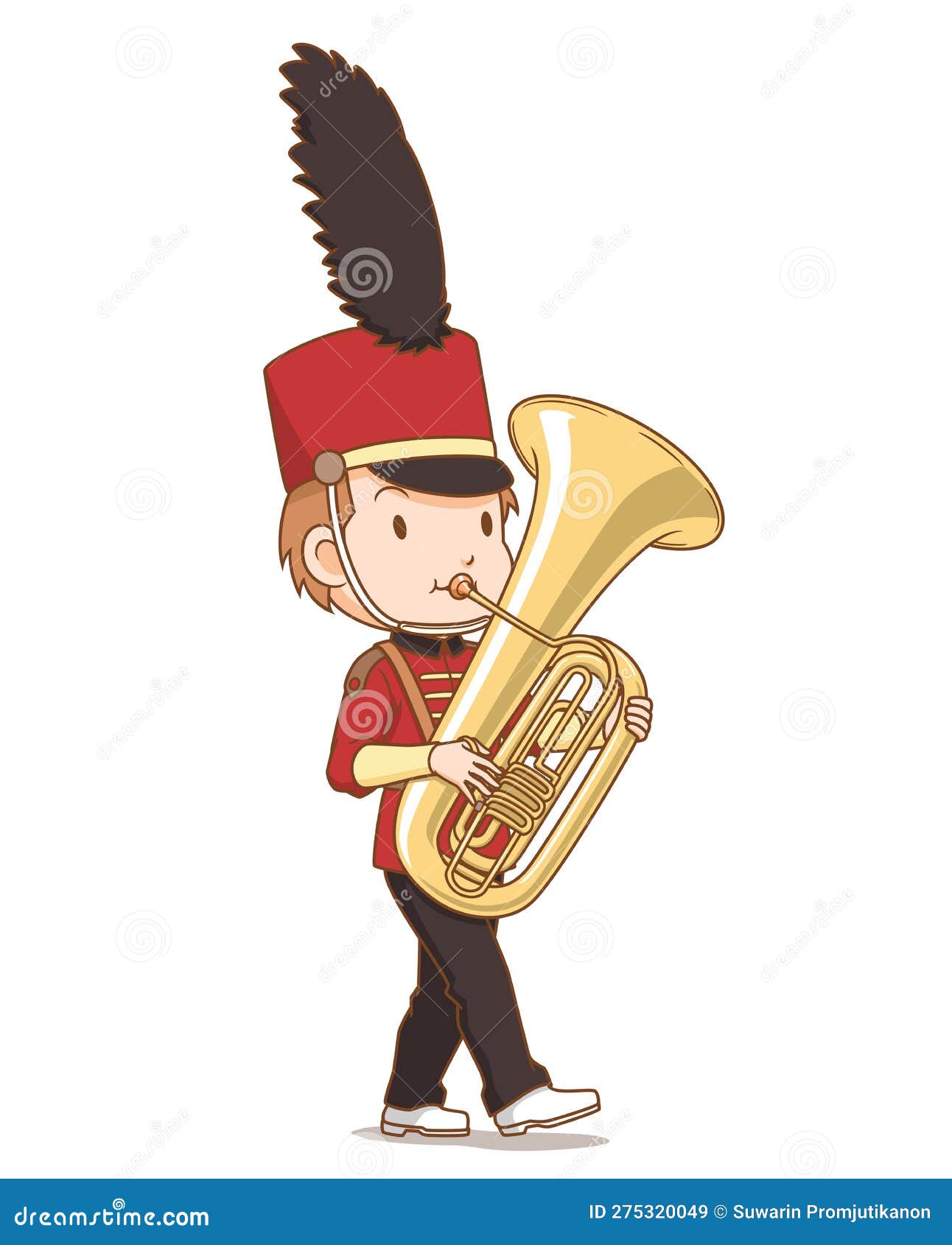 Marching band tuba player. stock vector. Illustration of character ...