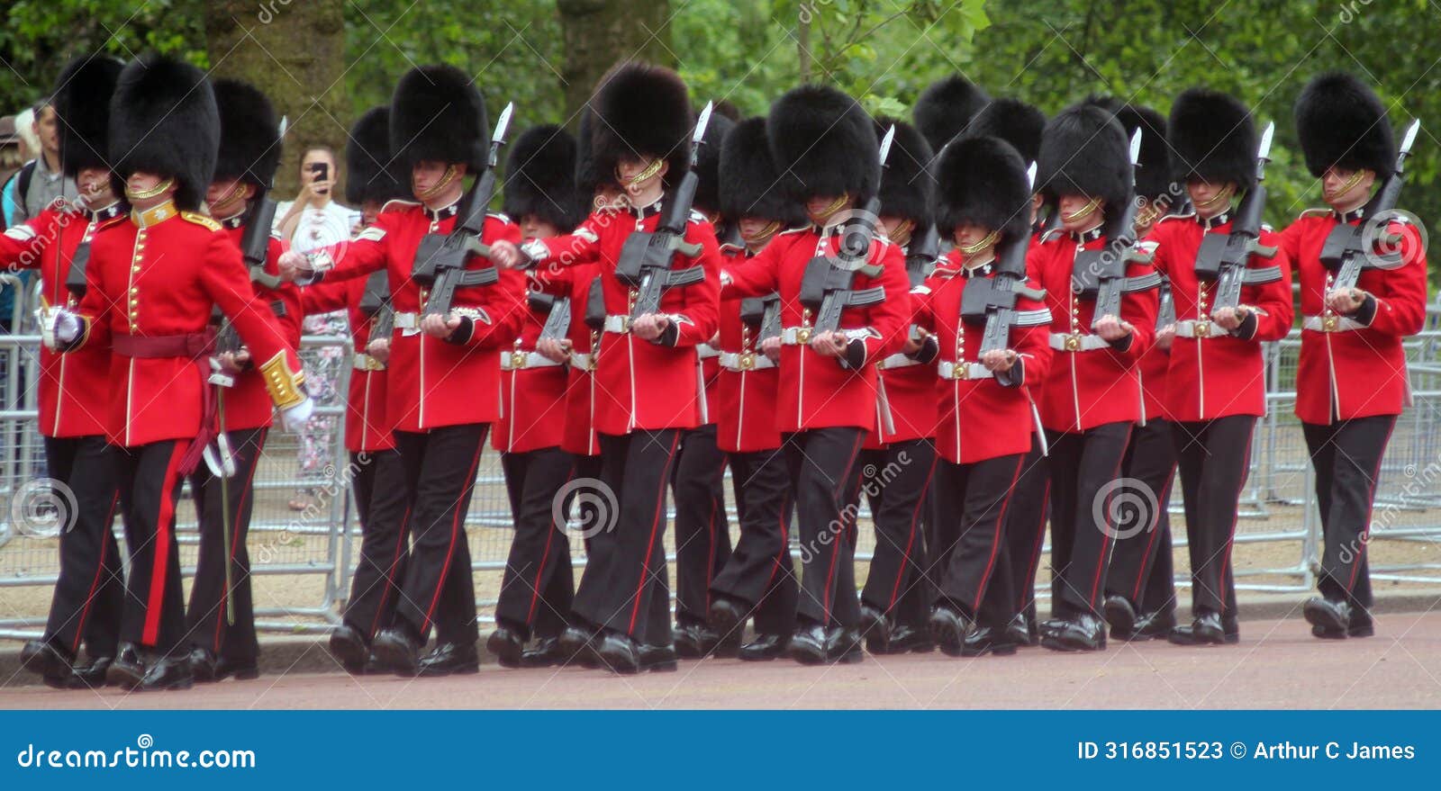 Marching British Guardsman during Trooping the Colour London England ...