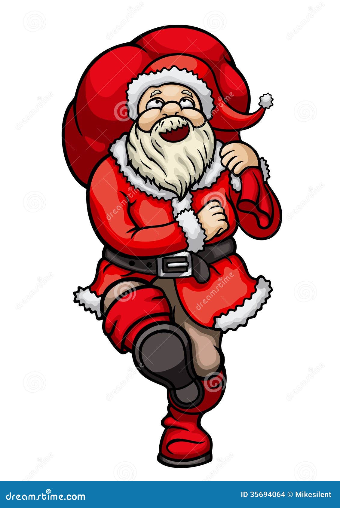 Marching Santa Claus with a Bag Stock Vector - Illustration of claus ...