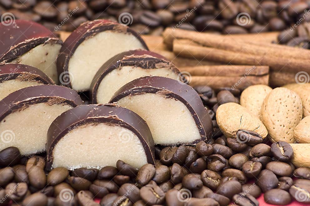 Marchpane, Coffee and Almonds Stock Image - Image of seed, calorie: 7885529