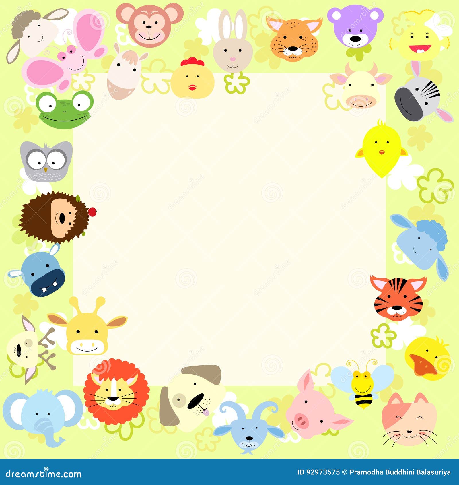 Marco Animal De La Cara Del Bebé Ilustración del Vector - Ilustración ...