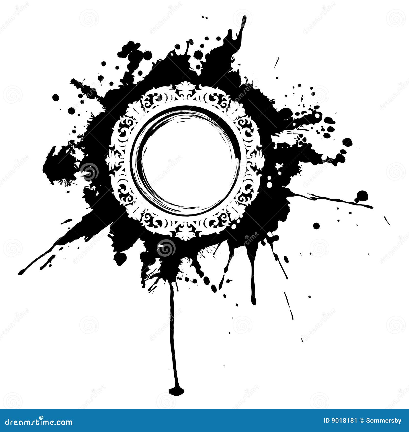 Marco Circular Del Espejo Del Grunge. Ilustración del Vector ...