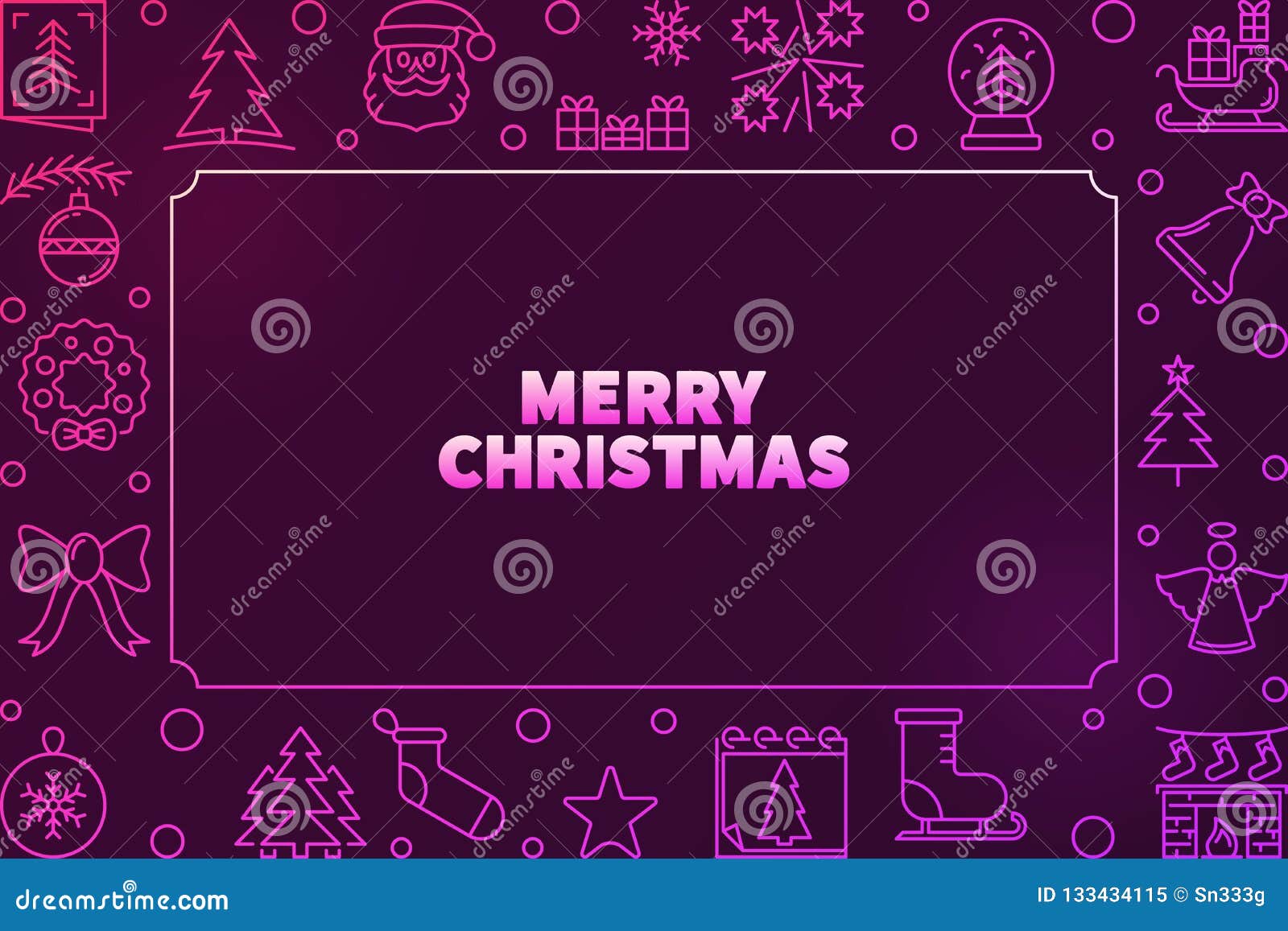 Marco Colorido Del Vector De La Feliz Navidad En Estilo Del Esquema ... Marco Colorido Del Vector De La Feliz Navidad En Estilo Del Esquema ...