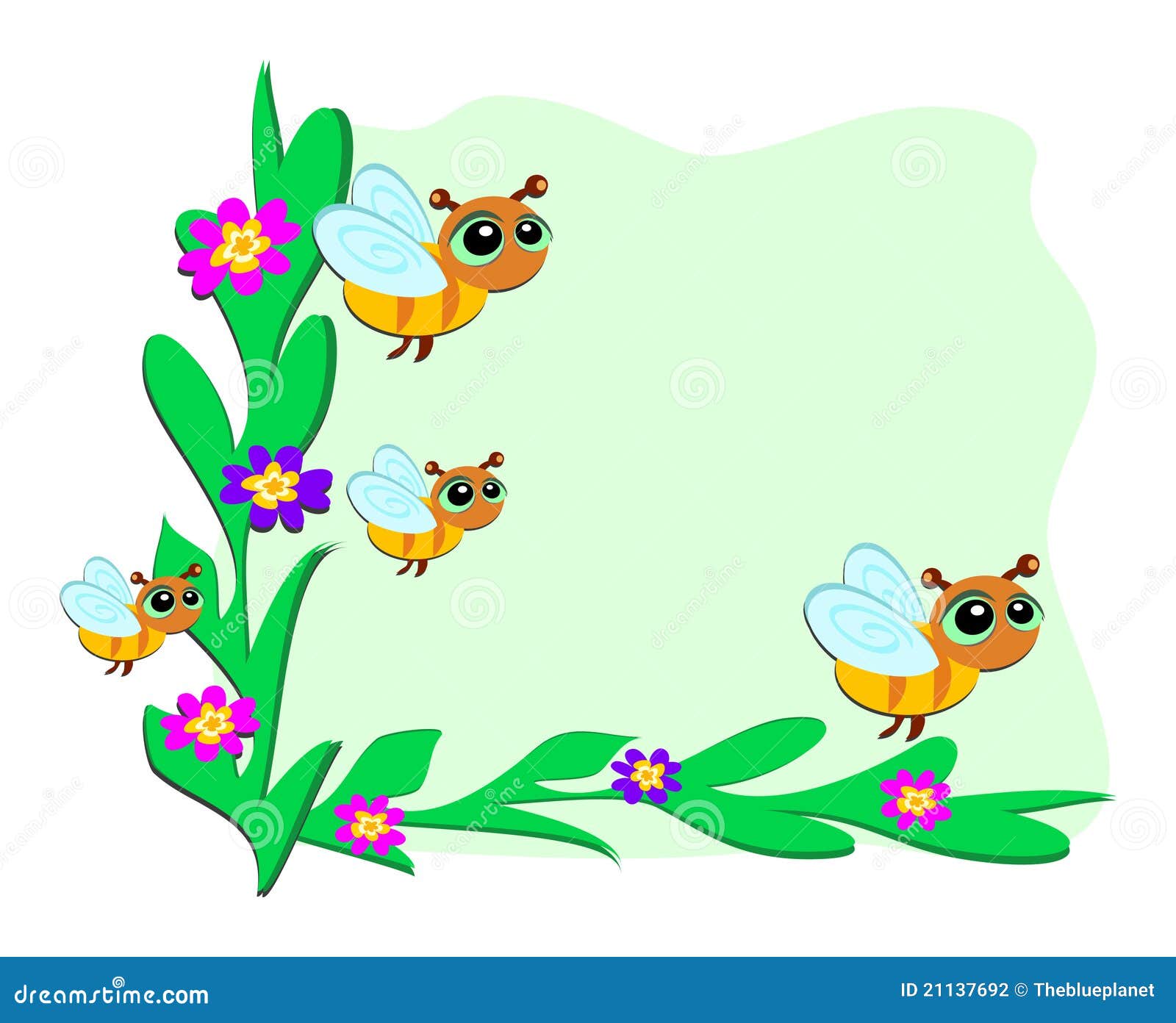 Marco De Abejas Y De Plantas Ilustración del Vector - Ilustración de ...