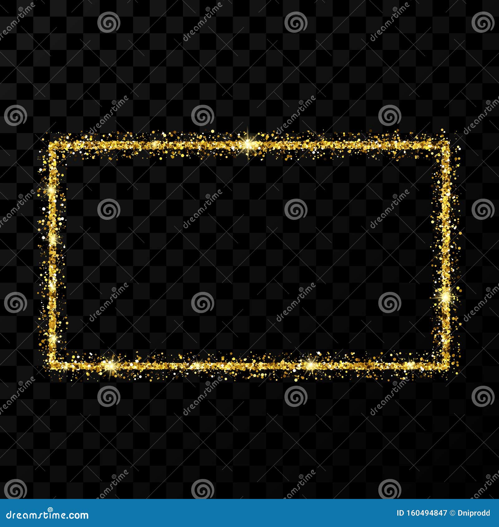 Marco De Brillo Dorado Con Brillantes Chispas Ilustración del Vector ...