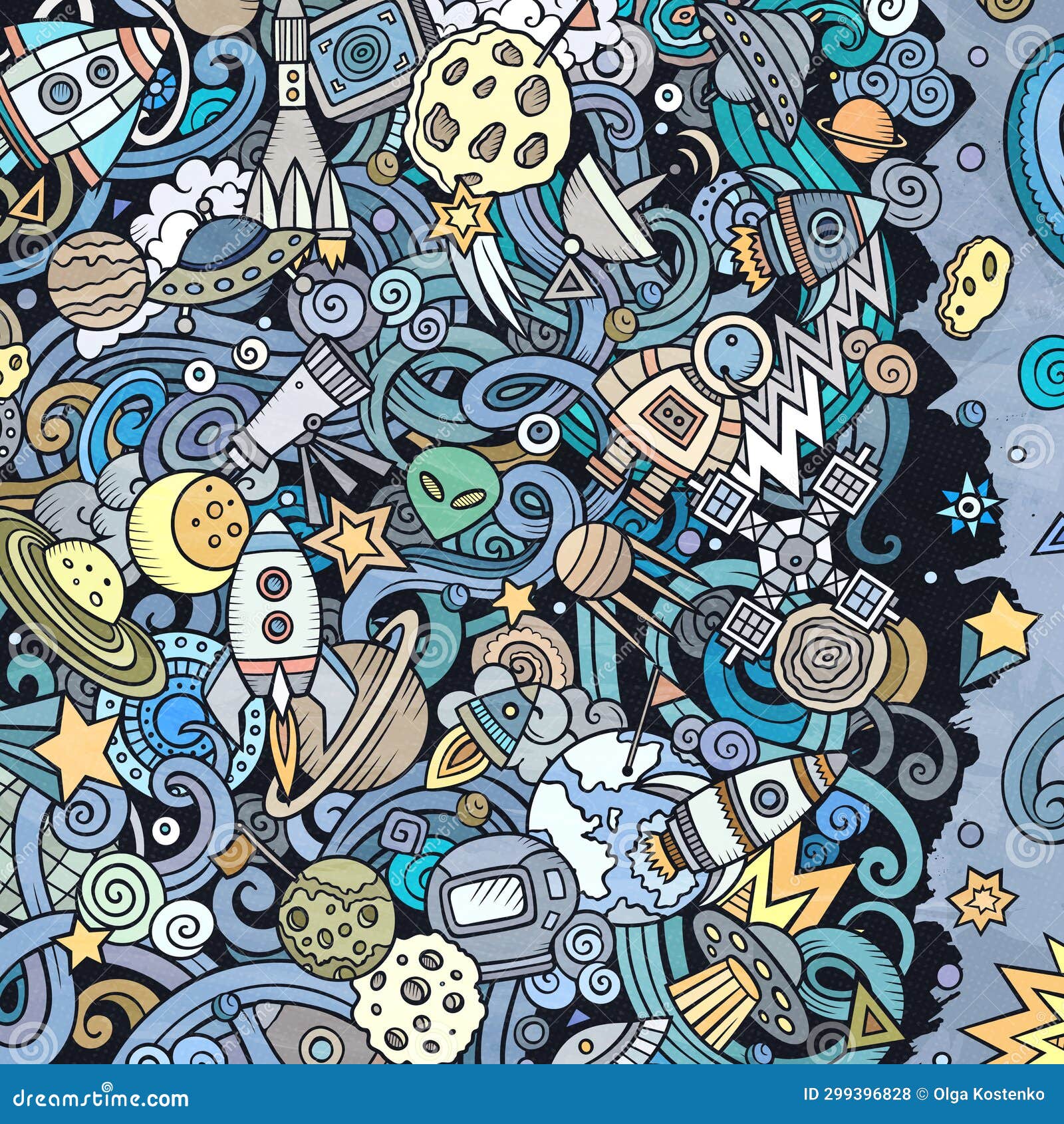 Marco De Espacio De Doodles Vectoriales De Dibujos Animados Ilustración