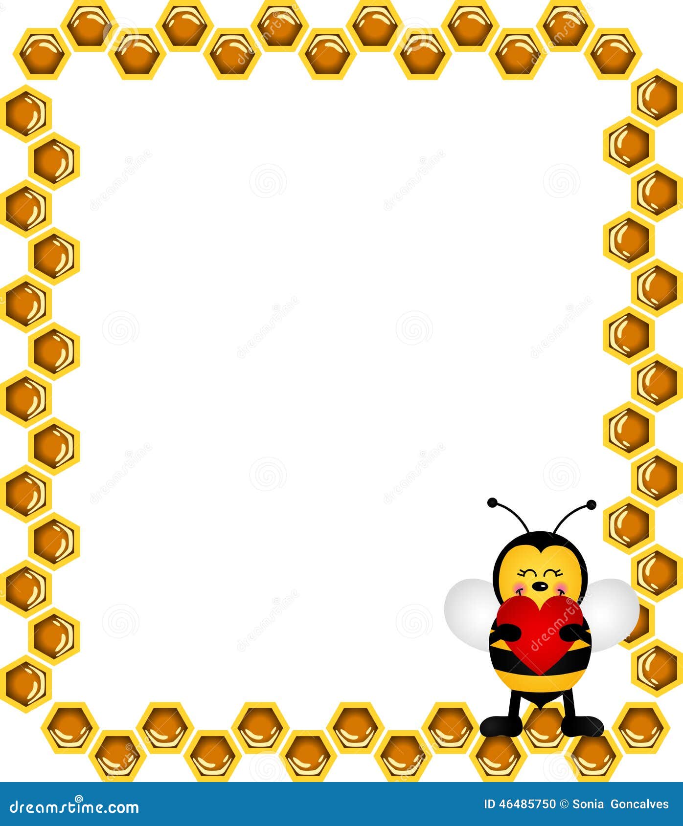 Marco de la abeja ilustración del vector. Ilustración de colmena - 46485750