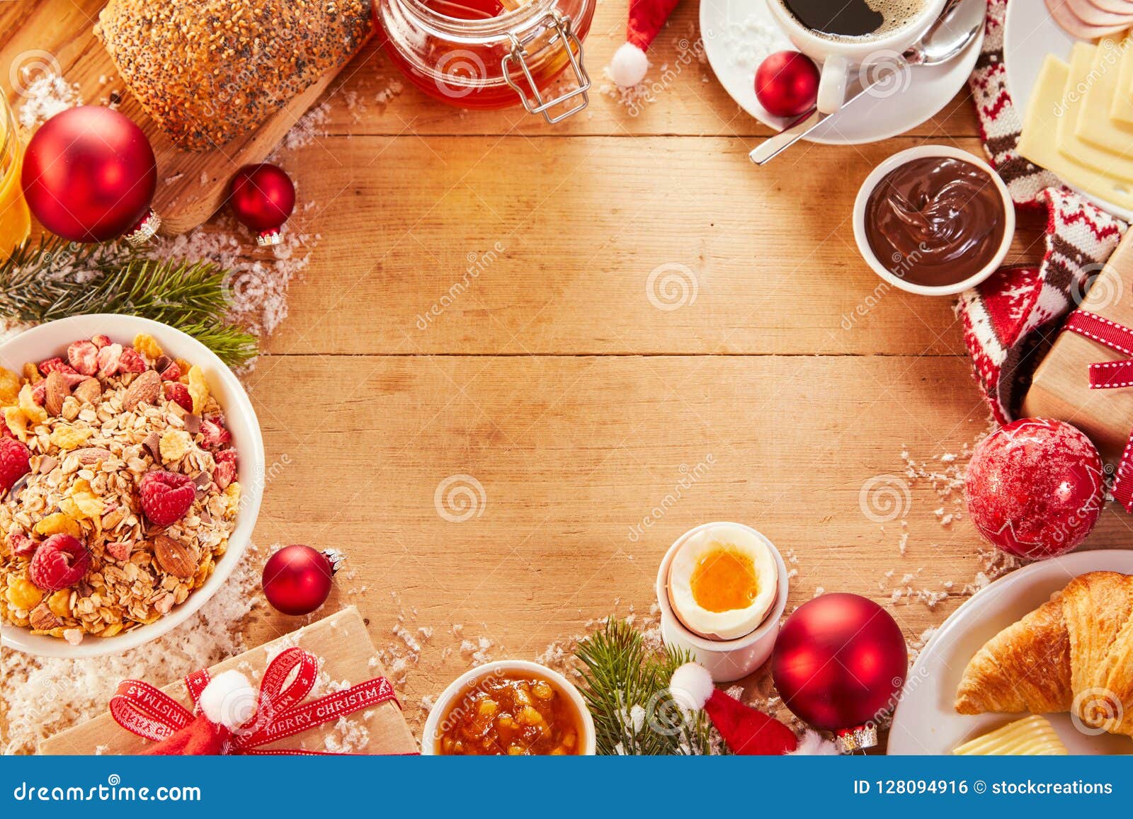 Marco De La Comida De Desayuno De La Navidad Con El Espacio De La Copia ...