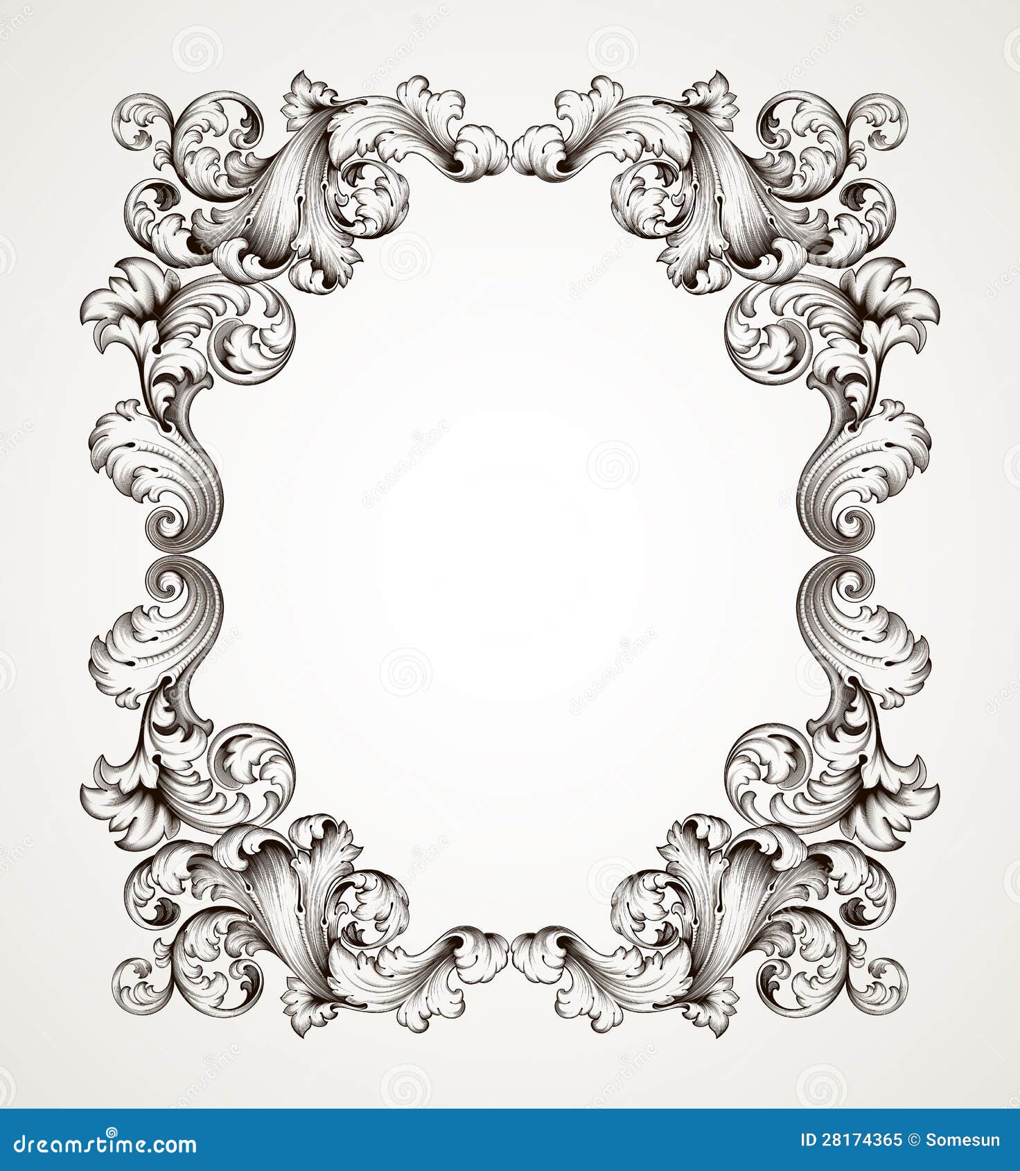 Marco De La Frontera Del Vintage Que Graba Vector Barroco Ilustración ...