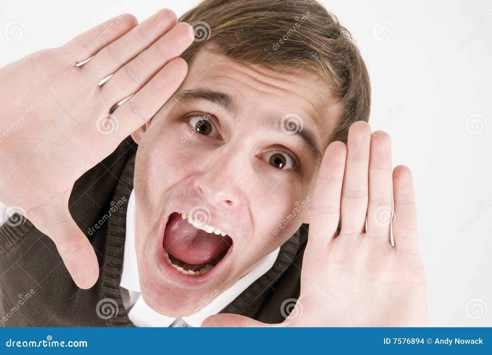 Marco de la mano loco foto de archivo. Imagen de cara - 7576894