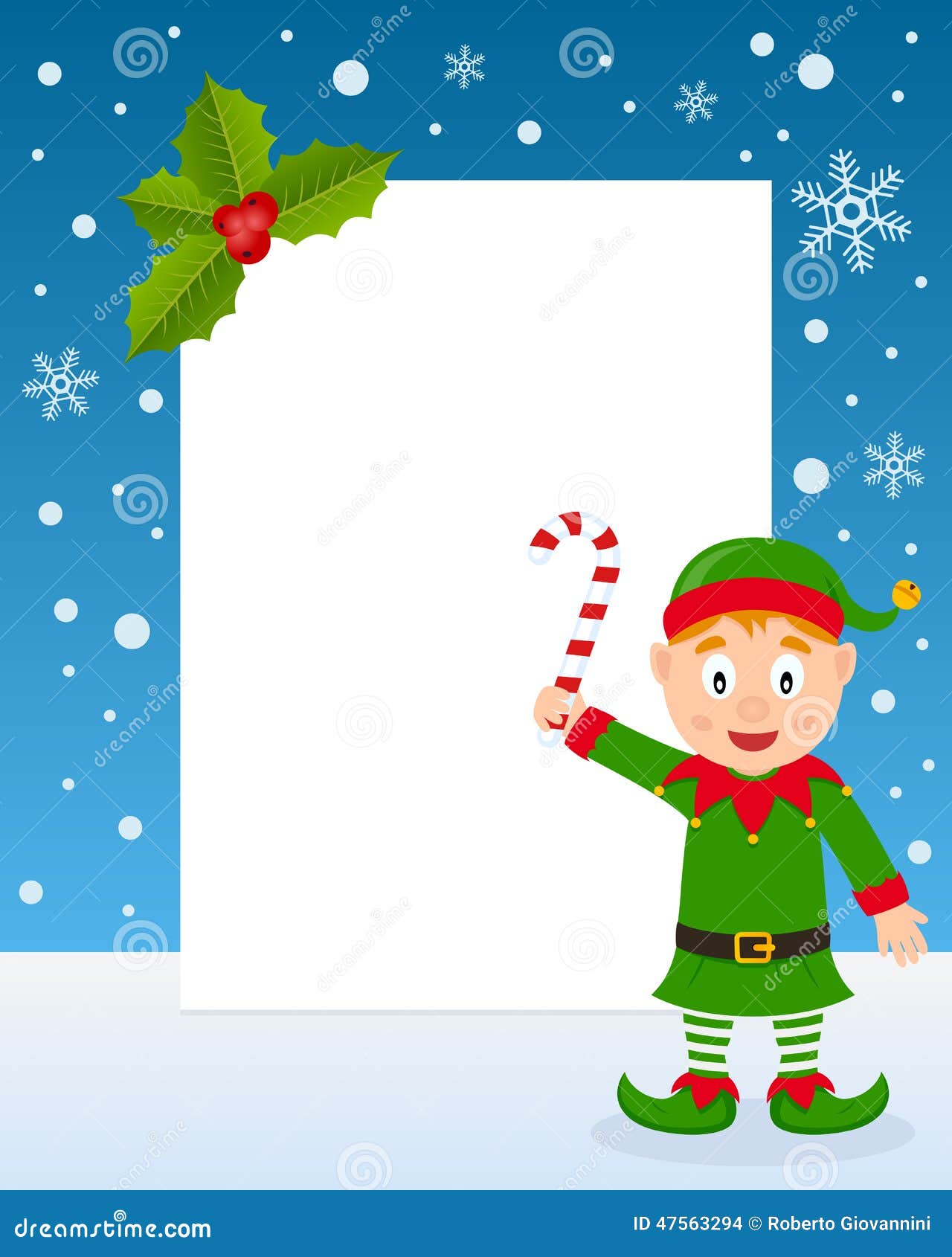 Marco De La Vertical Del Duende De La Navidad Ilustración del Vector ...