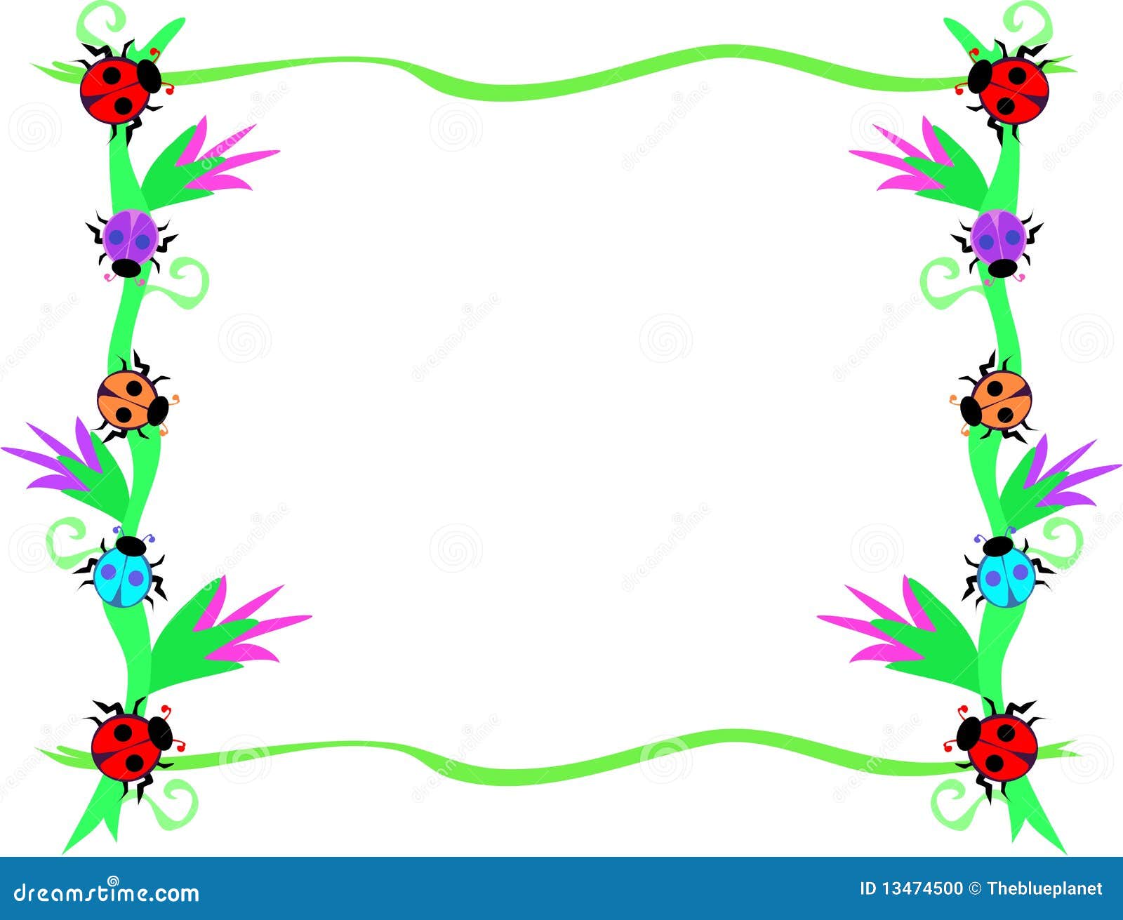 Marco De Ladybugs Y De Flores Ilustración del Vector - Ilustración de ...