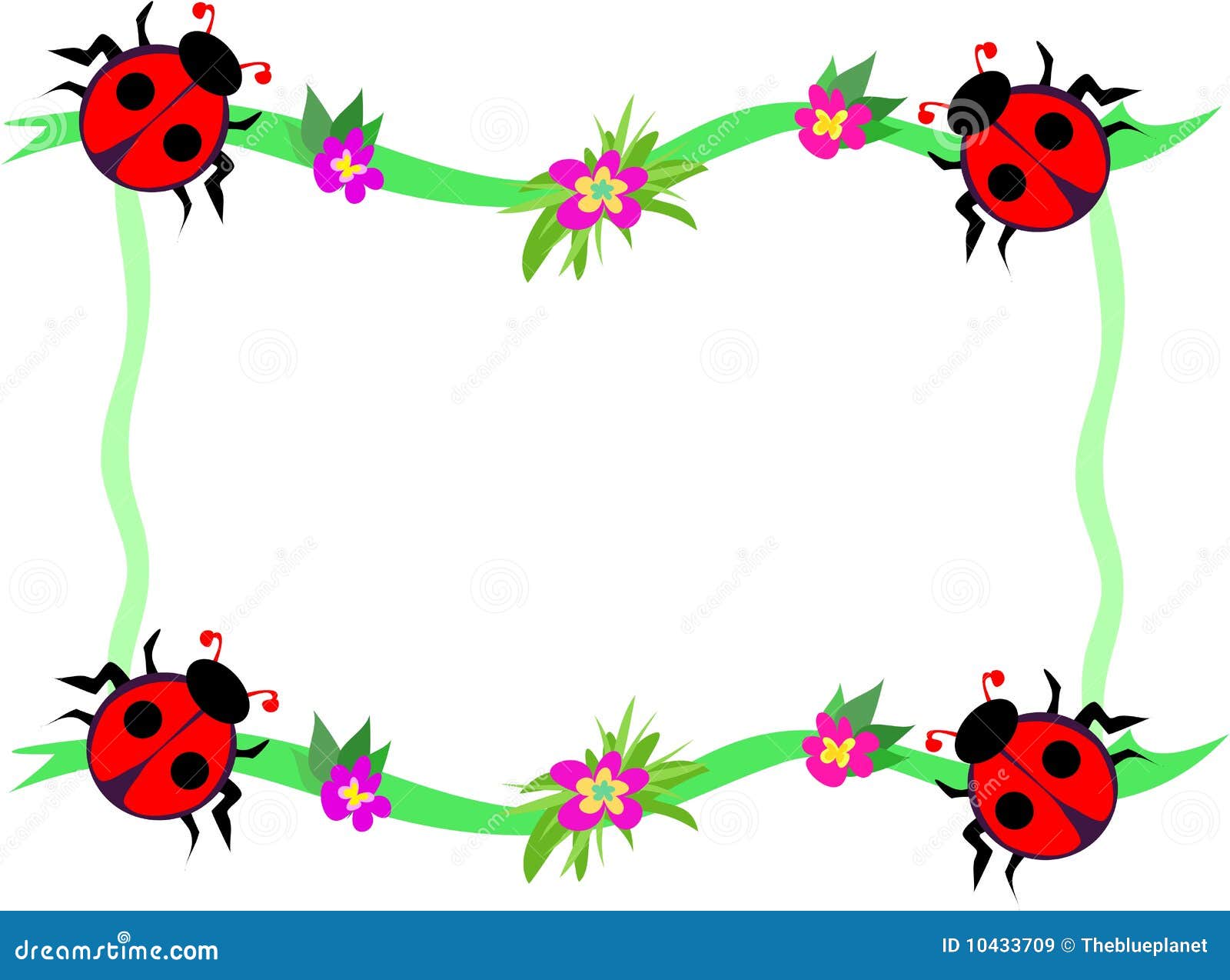 Marco De Ladybugs Y De Flores Rojos Ilustración del Vector ...