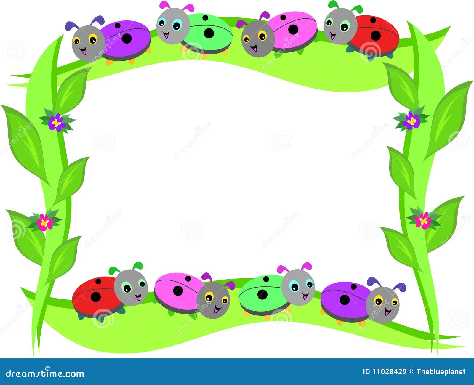 Marco De Ladybugs Y De Hojas Ilustración del Vector - Ilustración de ...