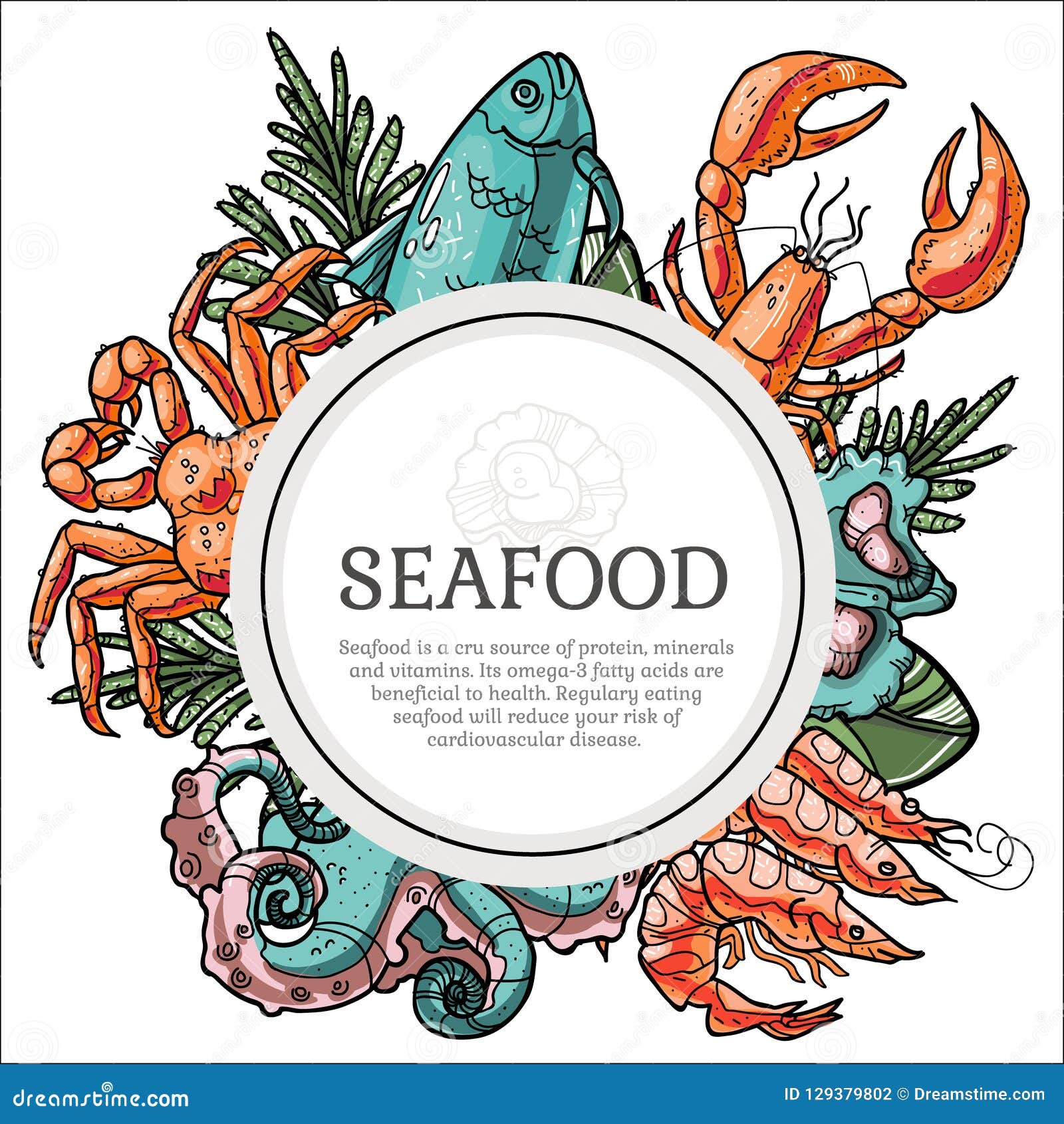 Marco de los mariscos stock de ilustración. Ilustración de océano ...