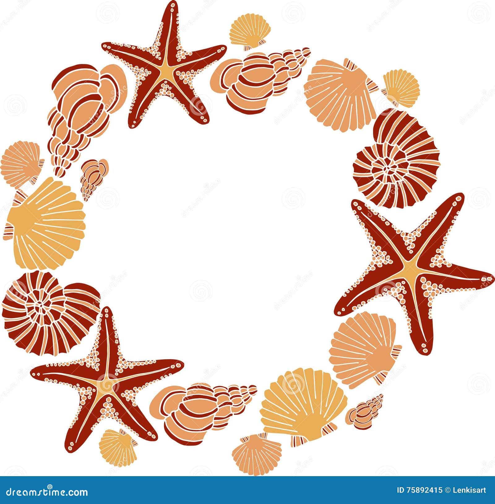 Marco De Texto De La Concha Marina Del Vector Ilustración del Vector ...