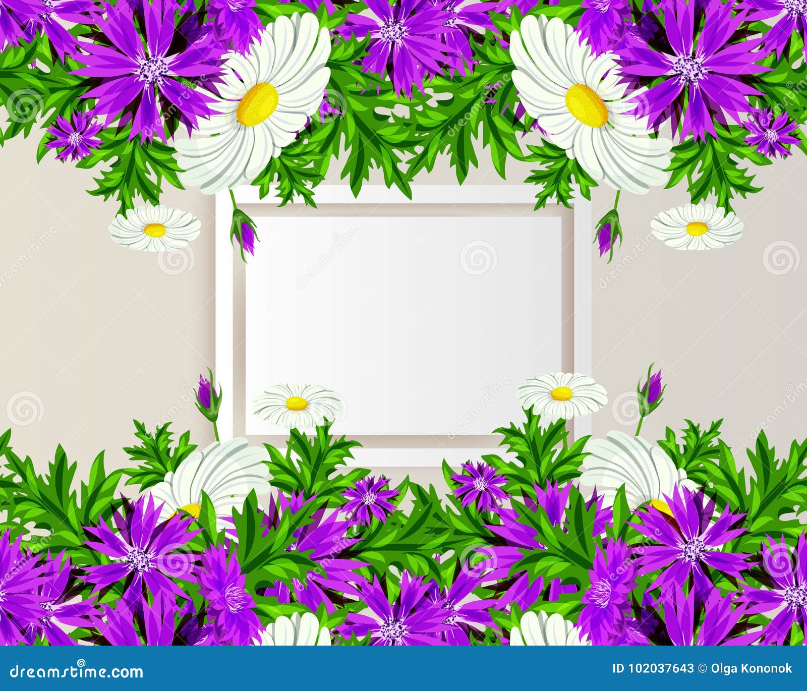 Marco Del Vector Con Las Flores Ilustración del Vector - Ilustración de ...