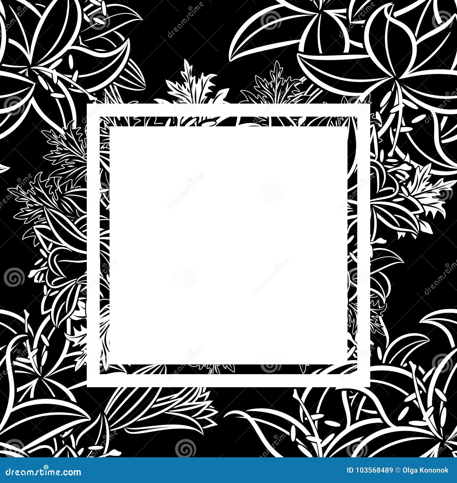 Marco Del Vector Con Las Flores Ilustración del Vector - Ilustración de ...