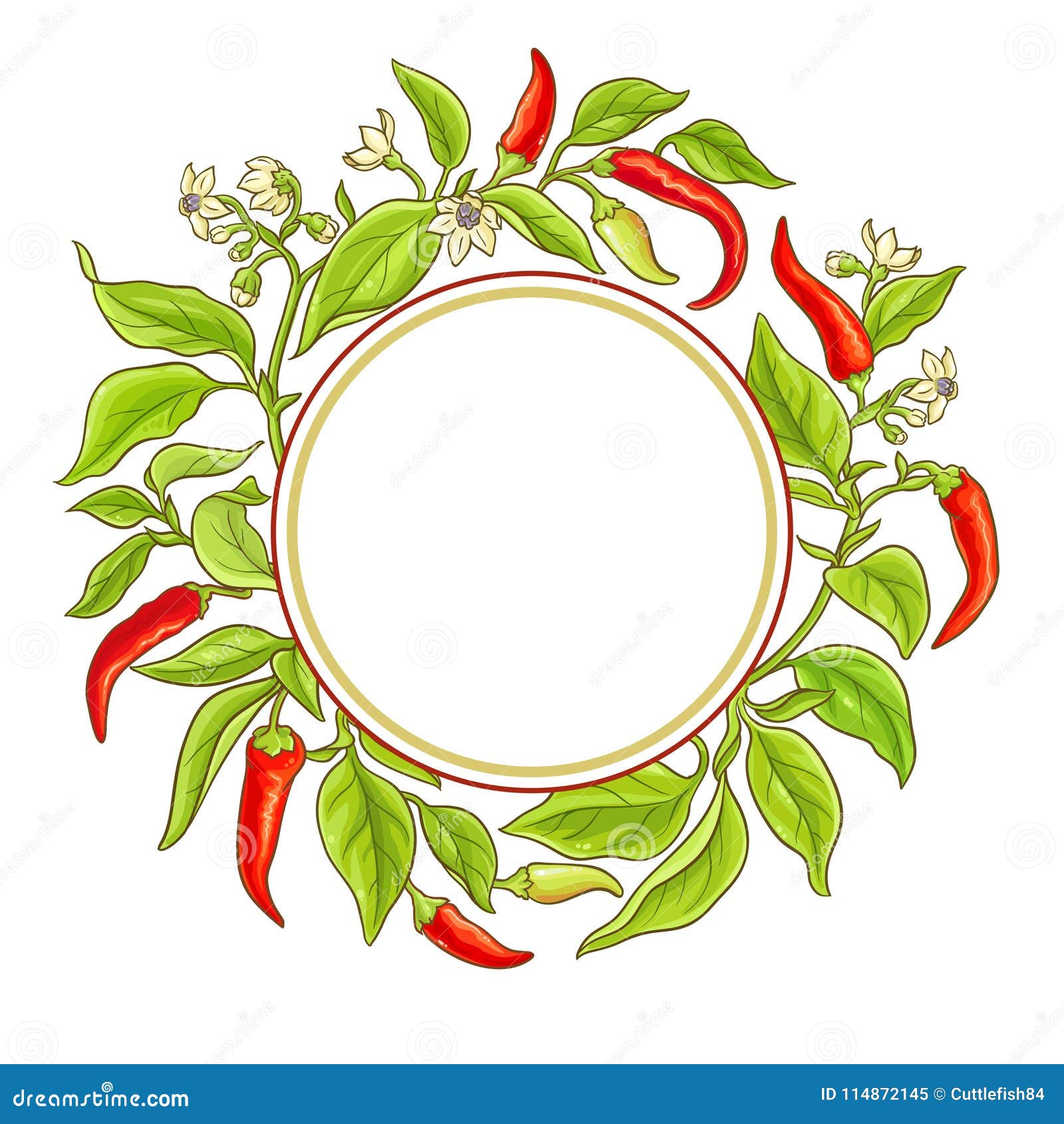 Marco Del Vector De La Pimienta De Cayena Ilustración del Vector ...