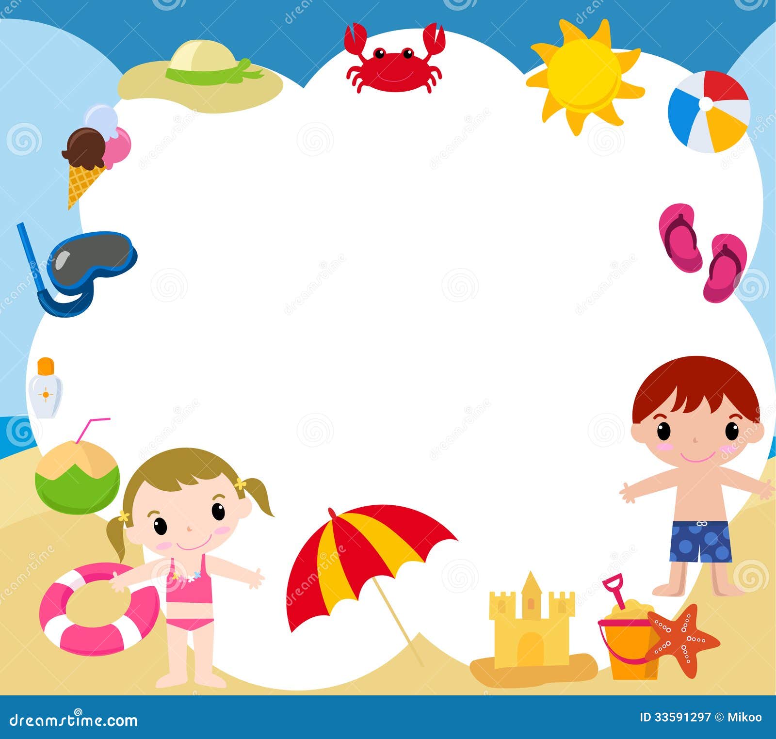 Marco del verano ilustración del vector. Ilustración de sandcastle ...