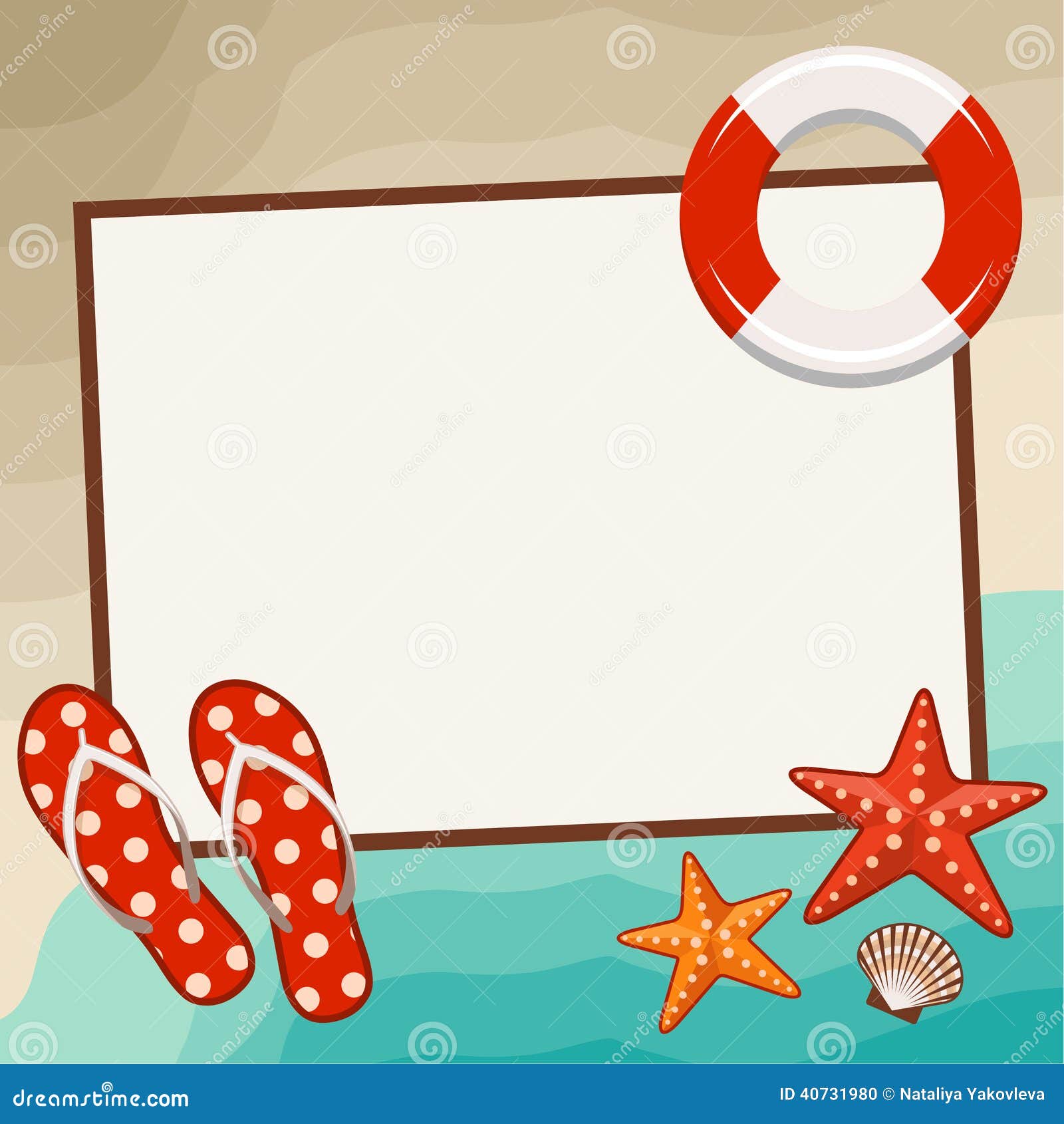 Marco Del Verano Con Símbolos De La Playa Ilustración del Vector ...