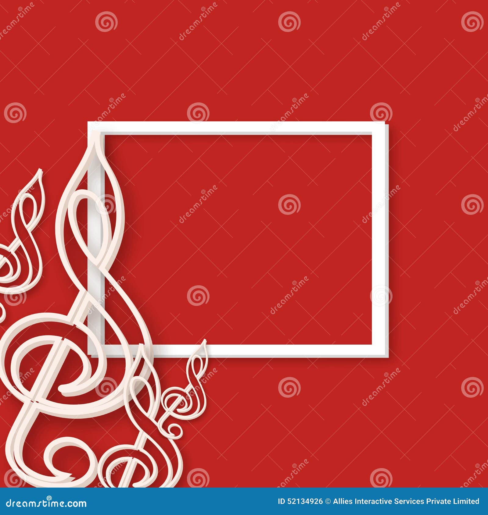 Marco En Blanco Con Las Notas Musicales Stock de ilustración ...