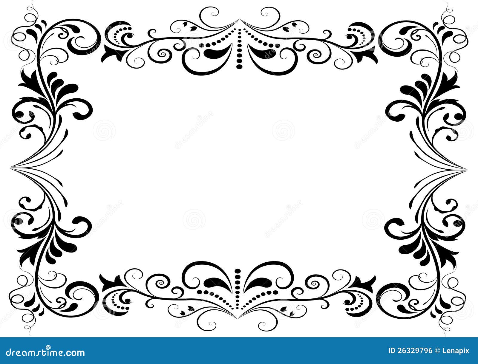 Marco Floral Blanco Y Negro Ilustración del Vector - Ilustración de ...