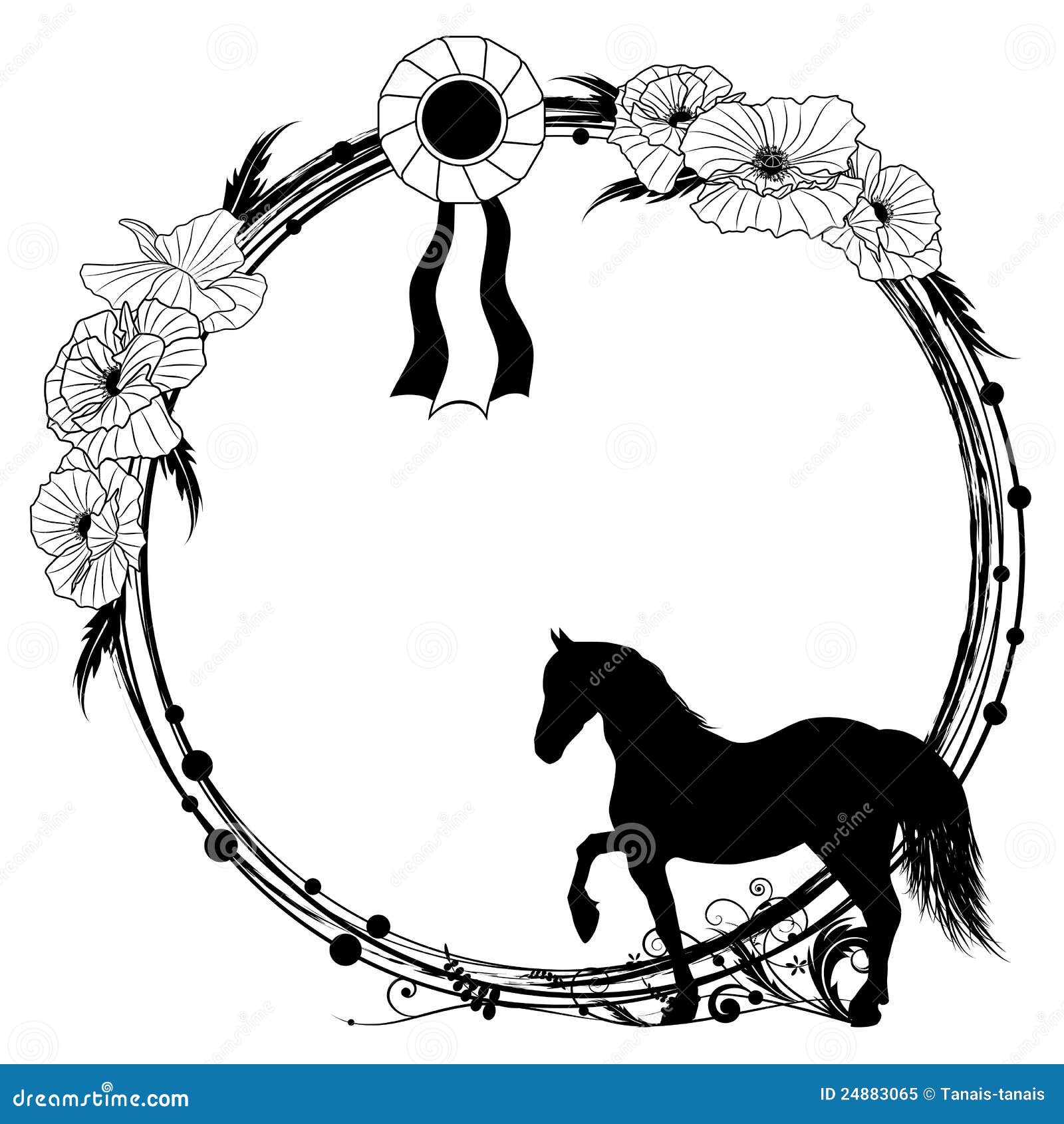Marco Floral Con El Caballo Ilustración del Vector - Ilustración de ...
