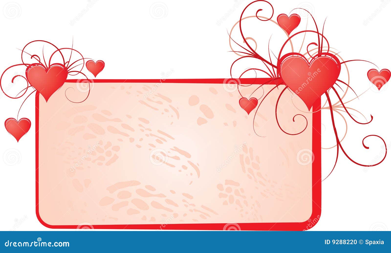 Marco Floral Con Los Corazones Imagen. Imagen: 9288220