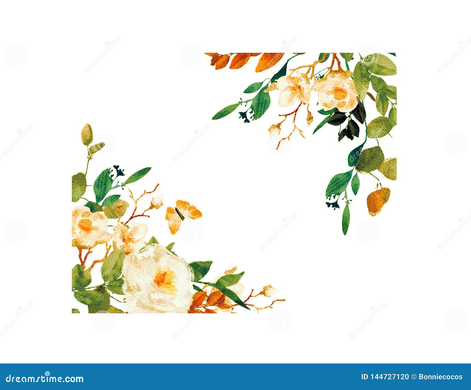 Marco Floral Pintado a Mano Stock de ilustración - Ilustración de artes ...