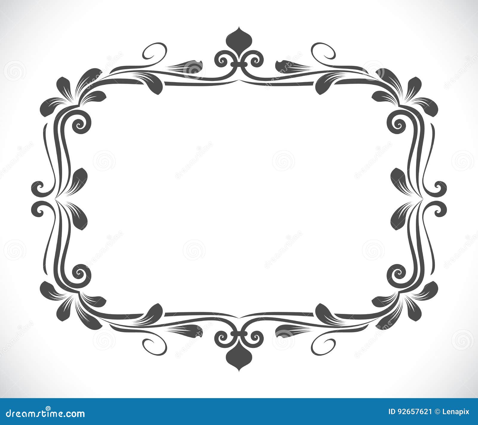 Marco Floral Rectangular Del Vintage Ilustración del Vector ...