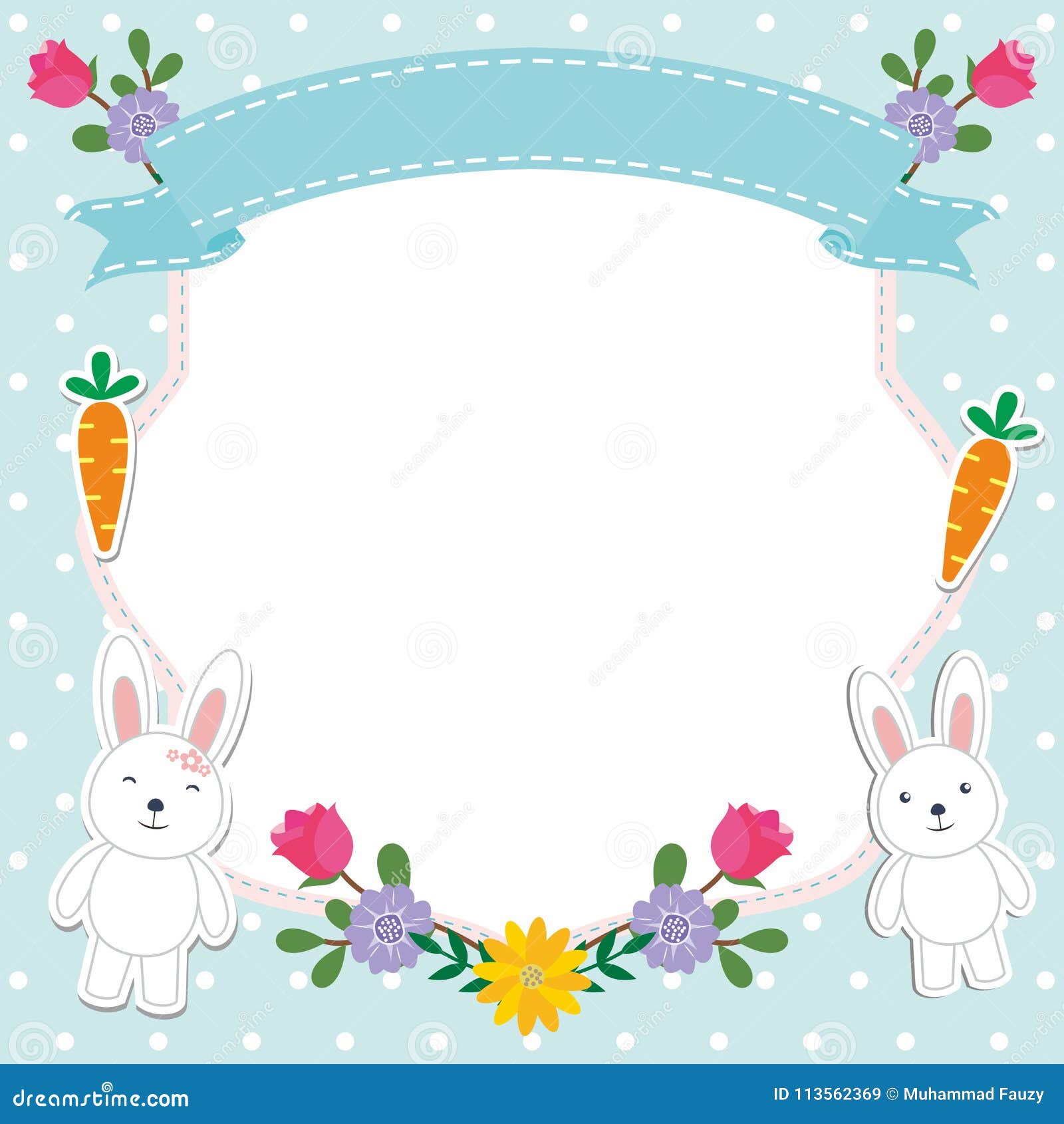 Marco/frontera Lindos Con El Conejo/Bunny Vector Adorables Ilustración ...