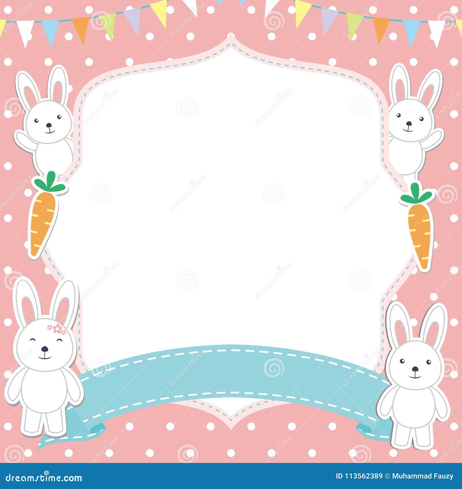 Marco/frontera Lindos Con El Conejo/Bunny Vector Adorables Ilustración ...