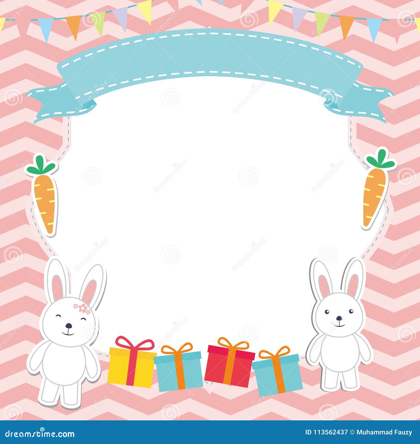 Marco/frontera Lindos Con El Conejo/Bunny Vector Adorables Ilustración ...