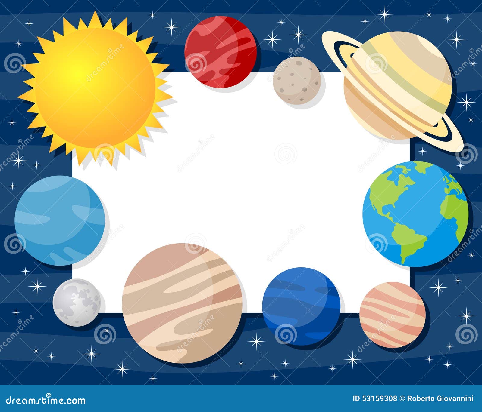 Marco Horizontal De Los Planetas De La Sistema Solar Ilustración del ...