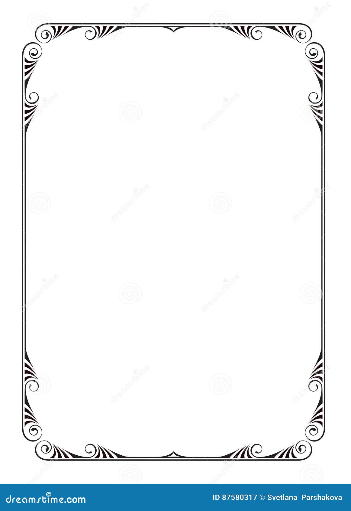 Marco Negro Rectangular Adornado, A4 Ilustración del Vector ...