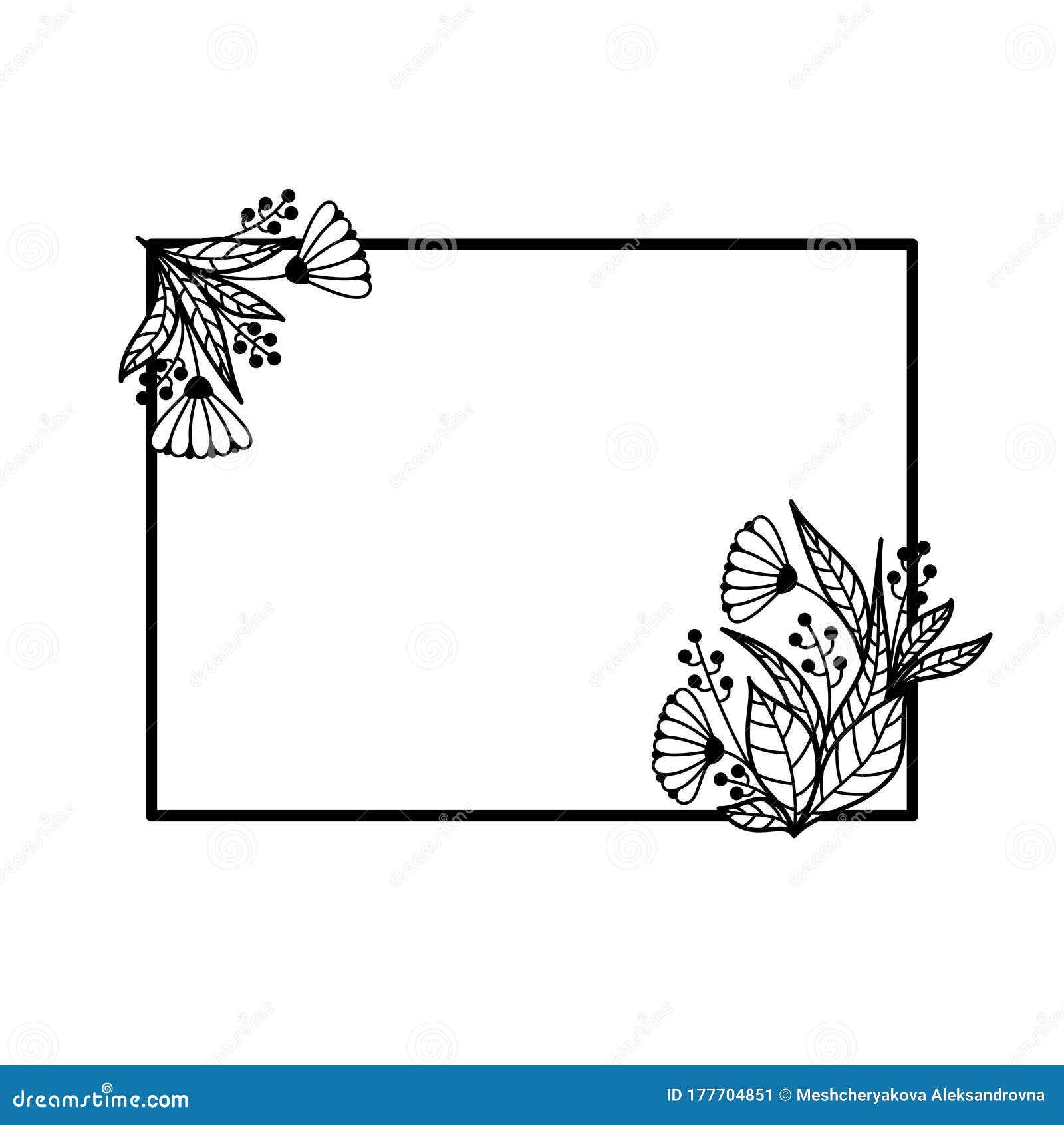 Marco Rectangular Con Elementos Florales En Vector Ilustración del ...