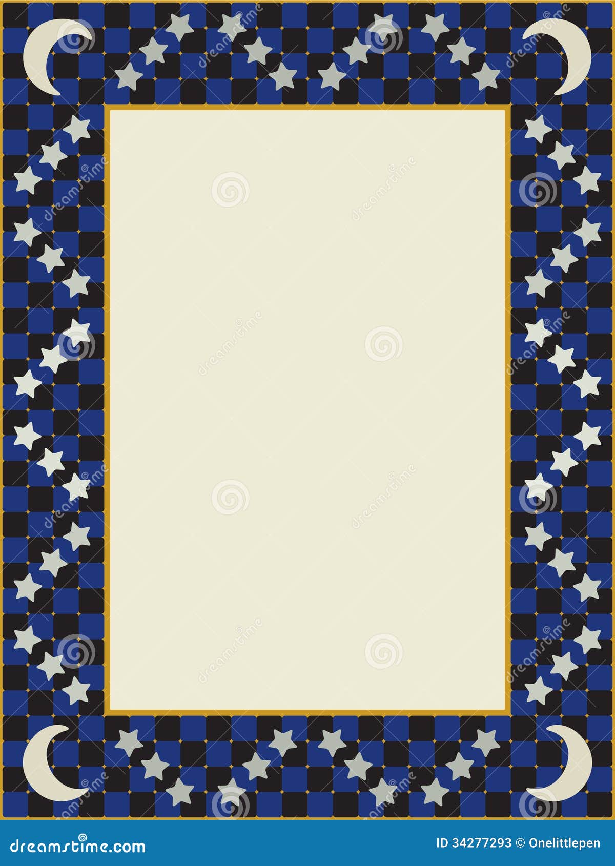 Marco Rectangular De La Luna Y De Las Estrellas Ilustración del Vector ...