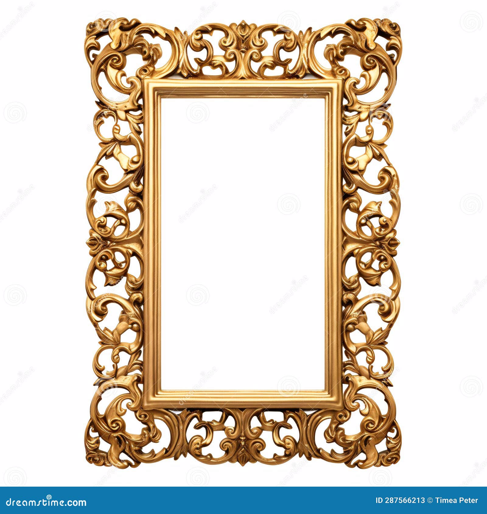 Marco Rectangular Dorado Aislado En Fondo Blanco Stock de ilustración ...