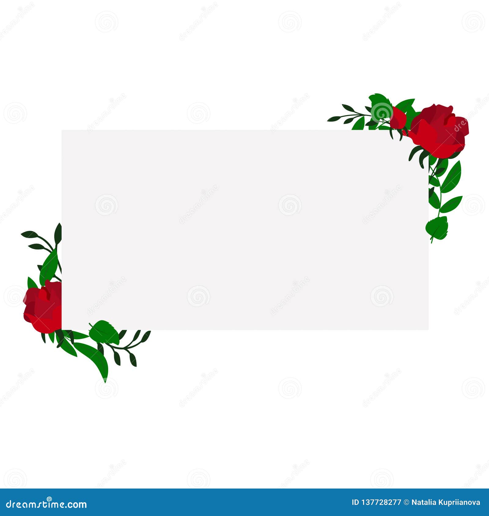 Marco Rectangular Floral Del Vector Con Las Rosas Ilustración del ...
