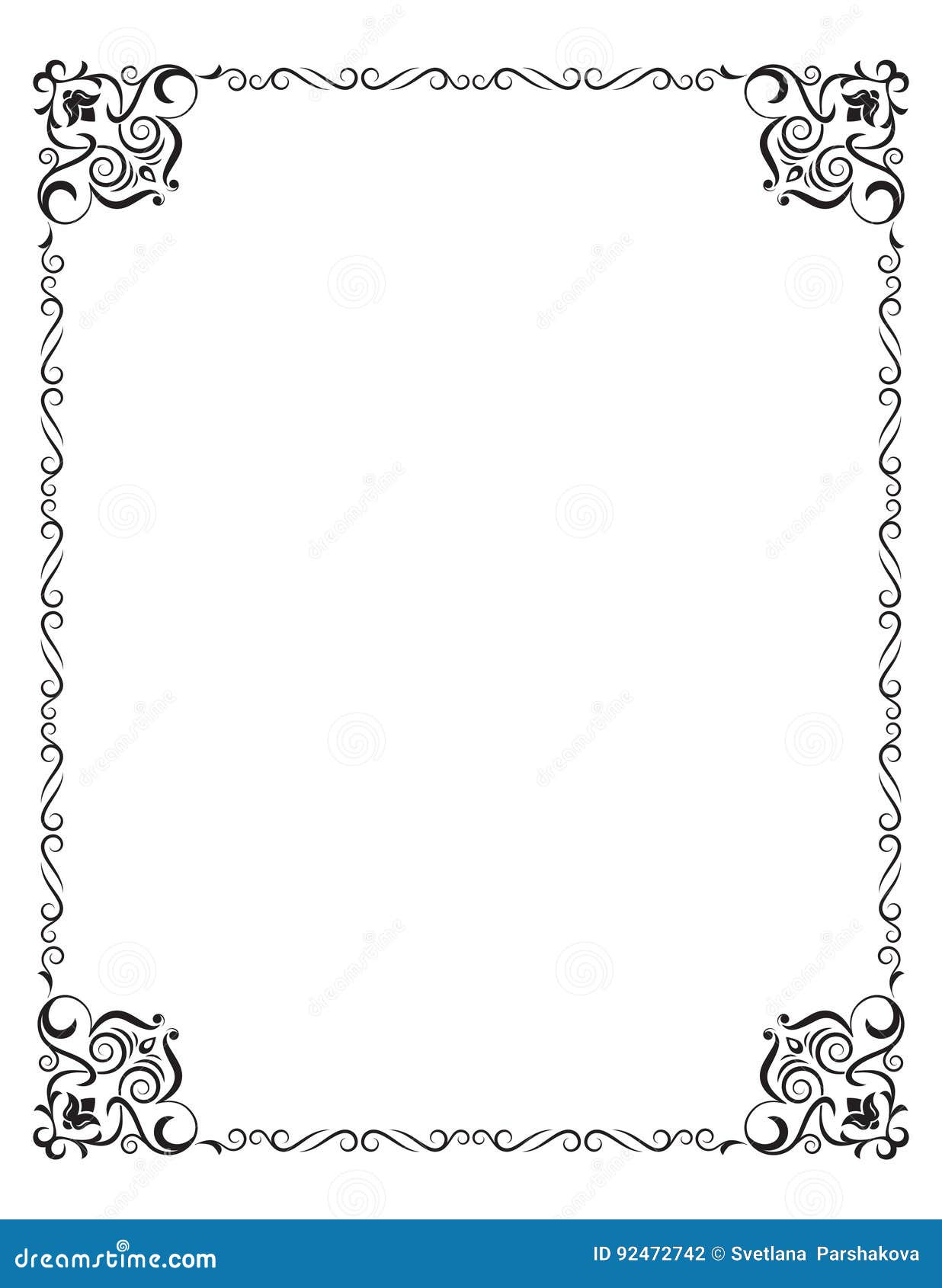 Marco Rectangular Negro Adornado Ilustración del Vector - Ilustración ...